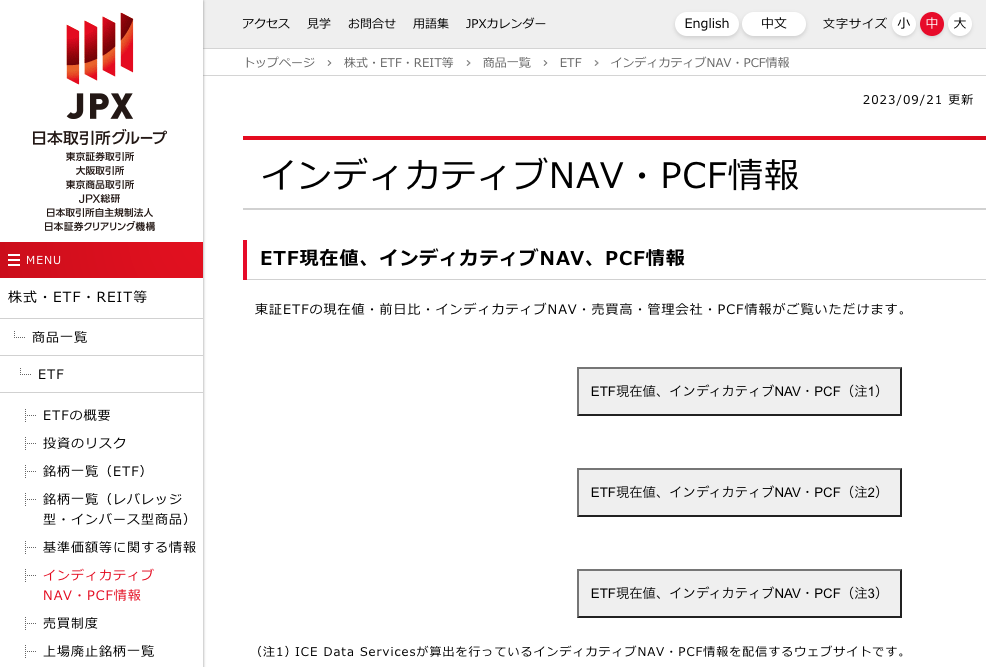 ETFの構成銘柄（組み込み銘柄）一覧を確認する方法「インディカティブNAV・PCF情報」 - 投資やってみ
